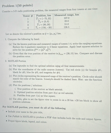 Problem 1 (50 ﻿points)Consider a 2-D radio | Chegg.com