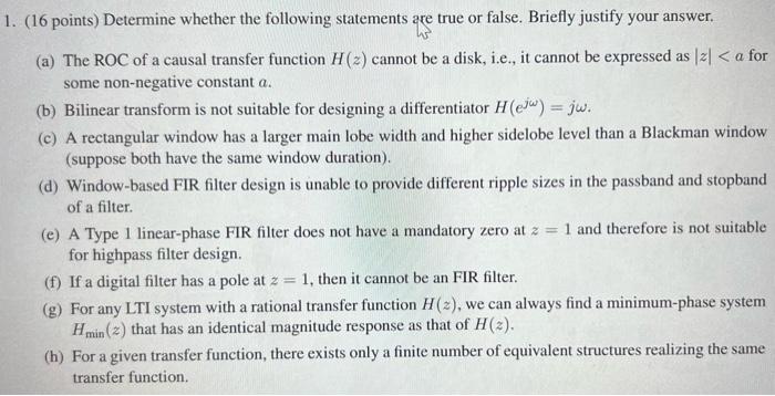 Solved (16 points) Determine whether the following | Chegg.com