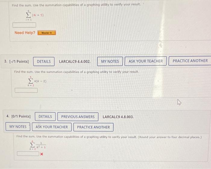 Solved Find the sum. Use the summation capabilities of a | Chegg.com