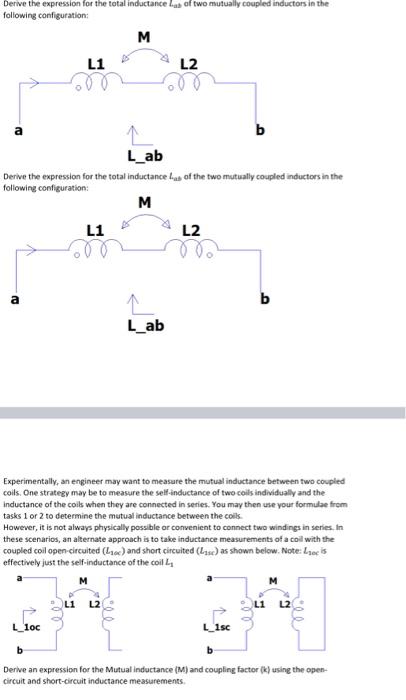 Solved Derive the expression for the total inductance las of | Chegg.com