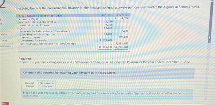 Presented below is the preclosing trial balance for | Chegg.com