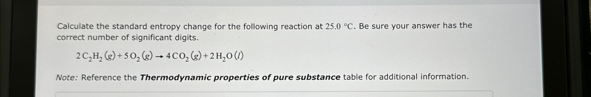 Solved Calculate the standard entropy change for the | Chegg.com