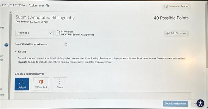 Submit Annotated Bibliography 40 Possible Points Due: | Chegg.com