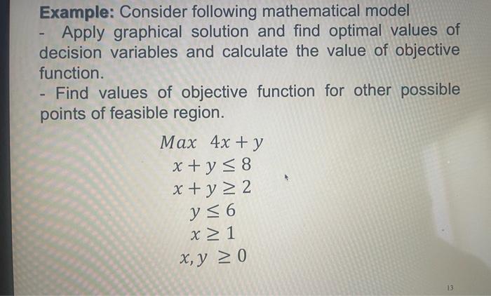 Solved Example: Consider following mathematical model - | Chegg.com