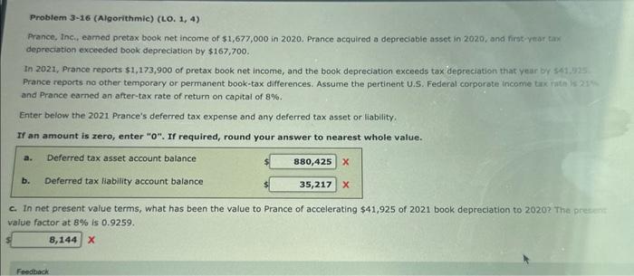 Solved Problem 3-16 (Algorithmic) (Lo, 1, 4) Prance, Inc, | Chegg.com