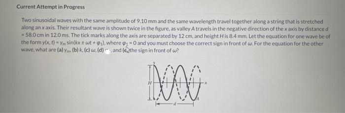 Solved Two sinusoidal waves with the same amplitude of 9.10 | Chegg.com