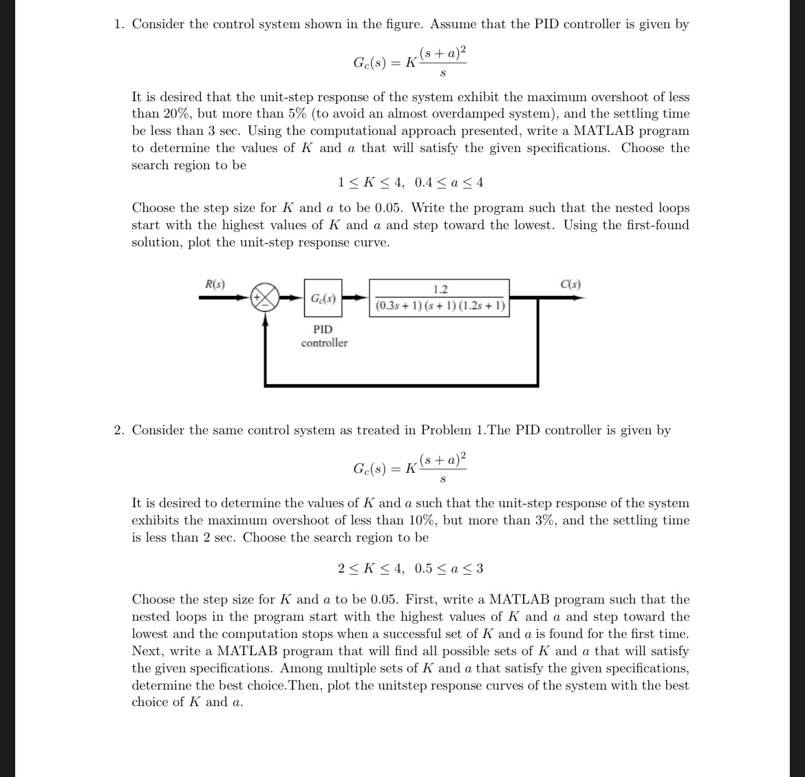 Solved Consider the control system shown in the figure. | Chegg.com