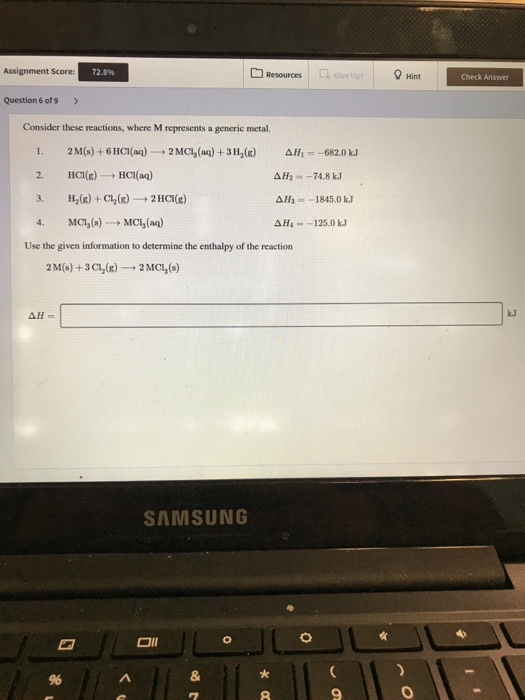 Solved Assignment Score: 72.8% Resources D Give Up Hint | Chegg.com
