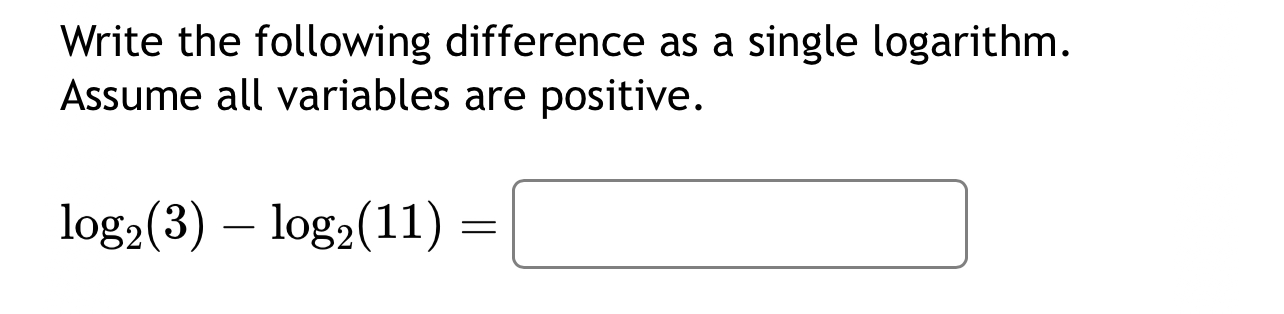 Solved Write the following difference as a single logarithm. | Chegg.com