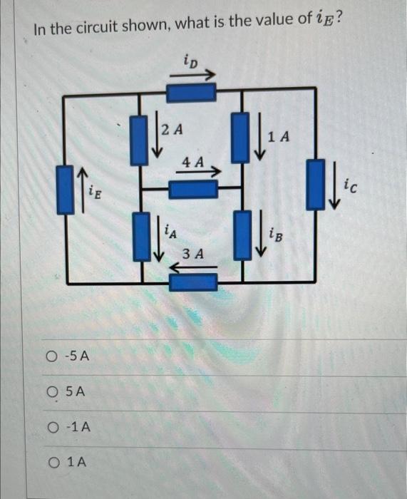 Solved In the circuit shown, what is the value of iE ? −5 A | Chegg.com