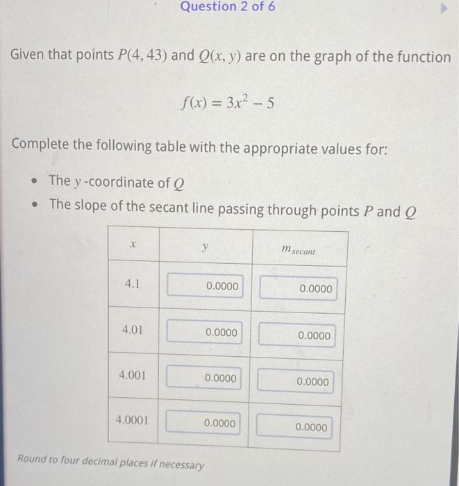 Solved Given that points P(4,43) and Q(x,y) are on the graph | Chegg.com