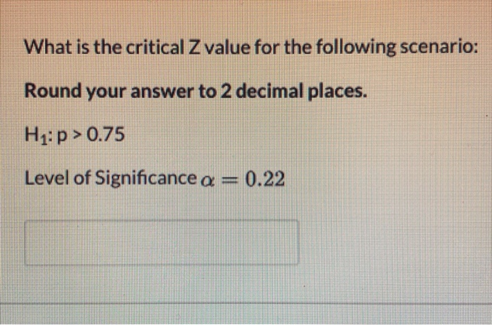 Solved What is the critical Z value for the following | Chegg.com