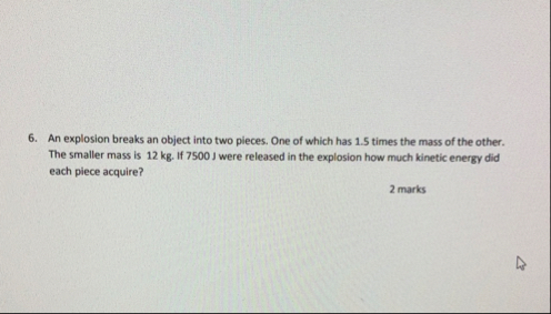Solved An explosion breaks an object into two pieces. One of | Chegg.com