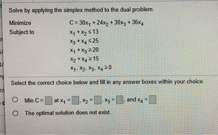 Solved Di Solve by applying the simplex method to the dual | Chegg.com