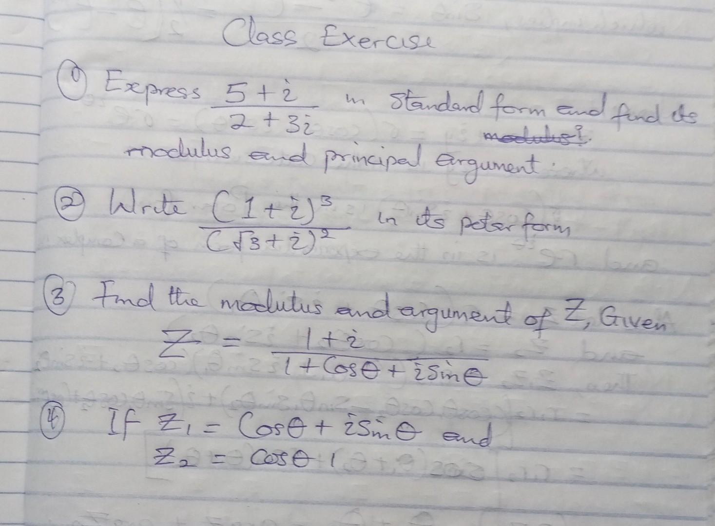 Solved Class Exercise O Express 5t in standard form and find | Chegg.com