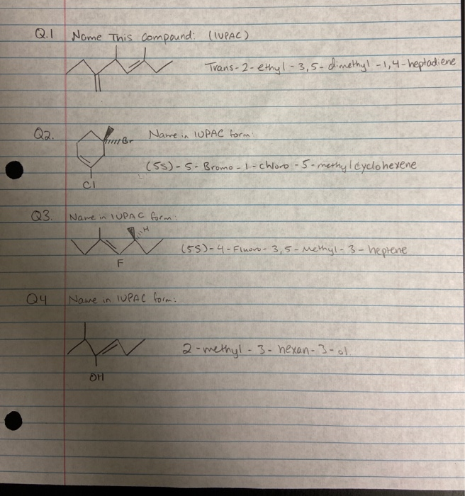 Solved Can someone verify that I correctly named these 4 | Chegg.com