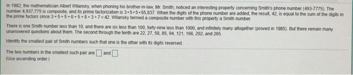 Solved In 1982 the mathematician Albert Wilansky, when | Chegg.com