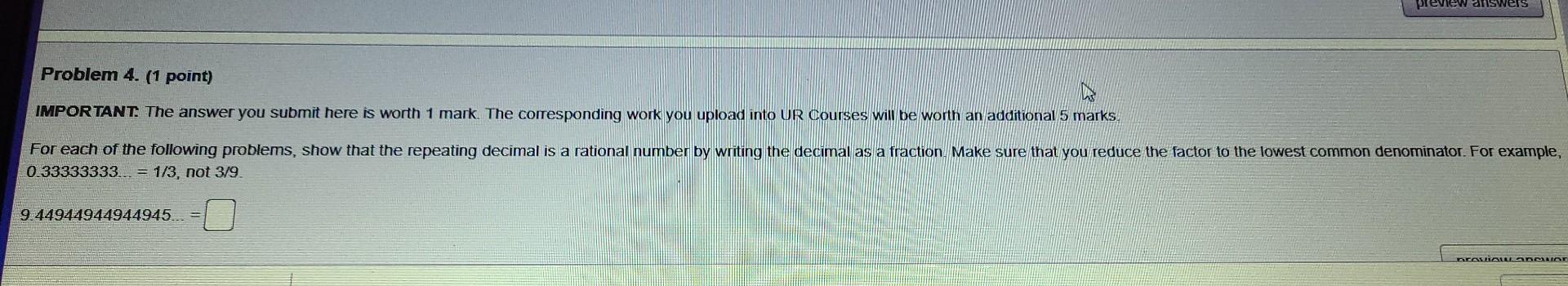 Solved Problem 4 1 Point Important The Answer You Submit