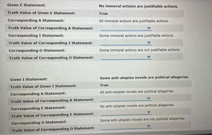The Traditional Square of Opposition Given E | Chegg.com