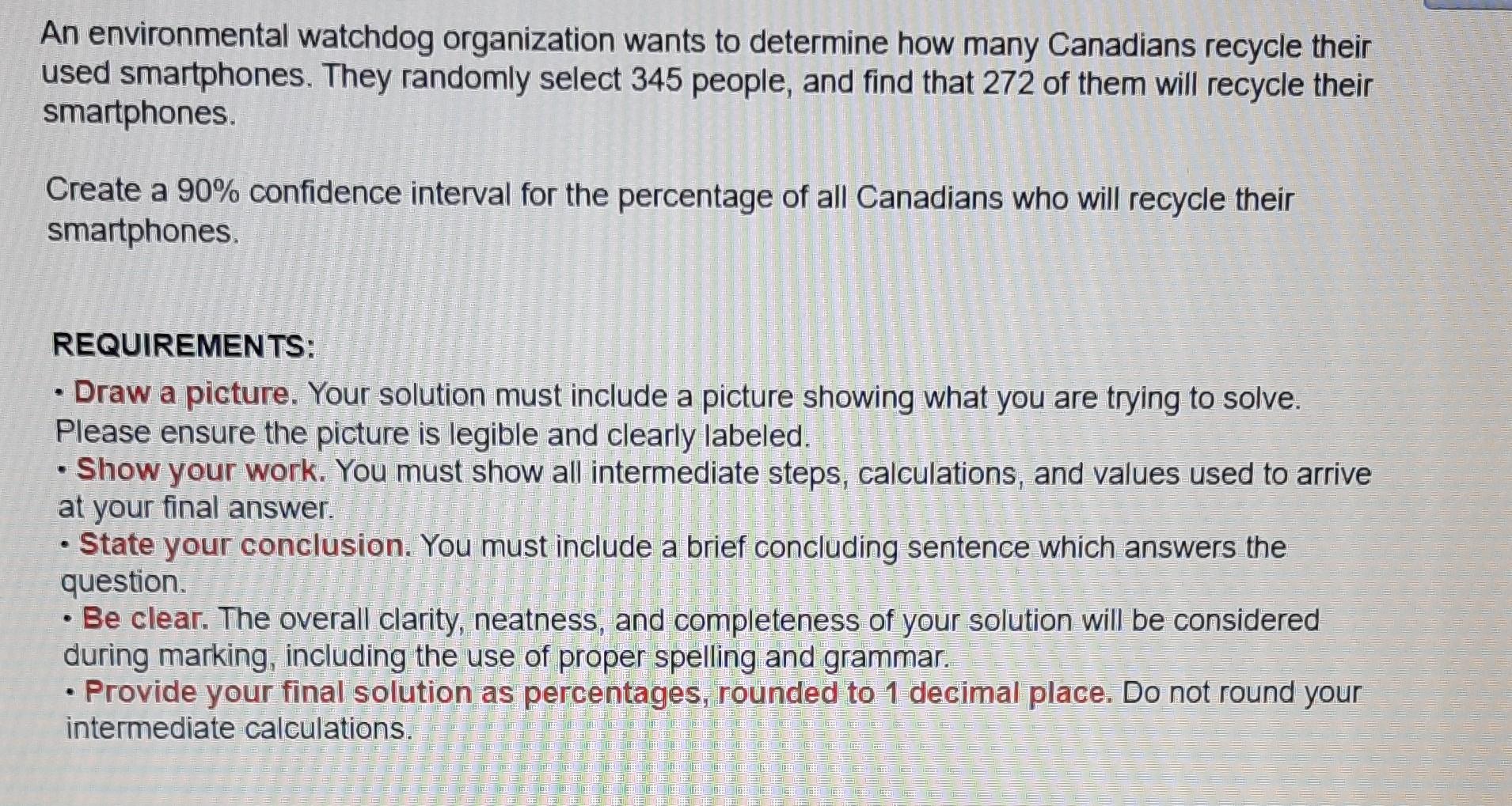 Solved An environmental watchdog organization wants to | Chegg.com