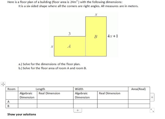 Solved Here is a floor plan of a building (floor area is | Chegg.com