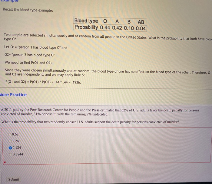 Solved LACTie Recall the blood type example: Blood type OAB | Chegg.com