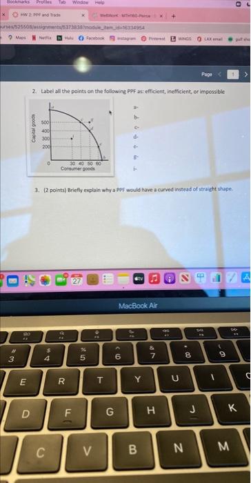 Solved 2. Label all the points an she following PpF as: | Chegg.com