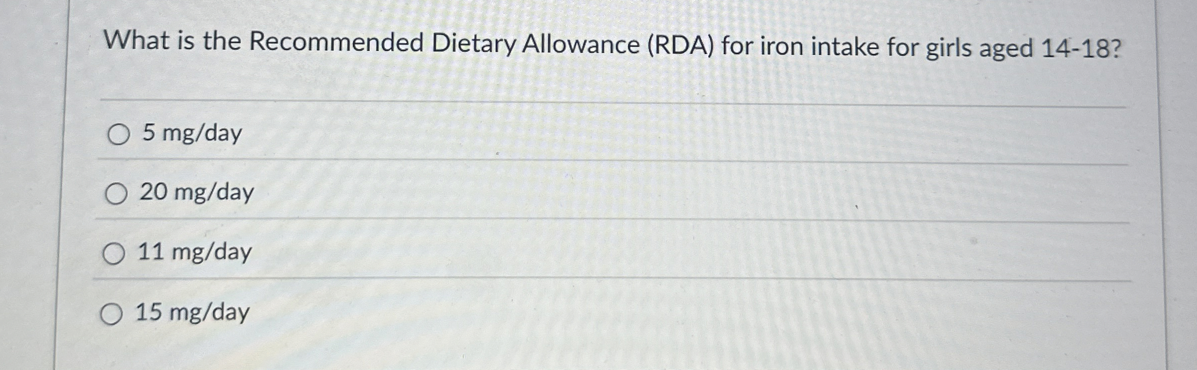 Solved What is the Recommended Dietary Allowance (RDA) ﻿for | Chegg.com