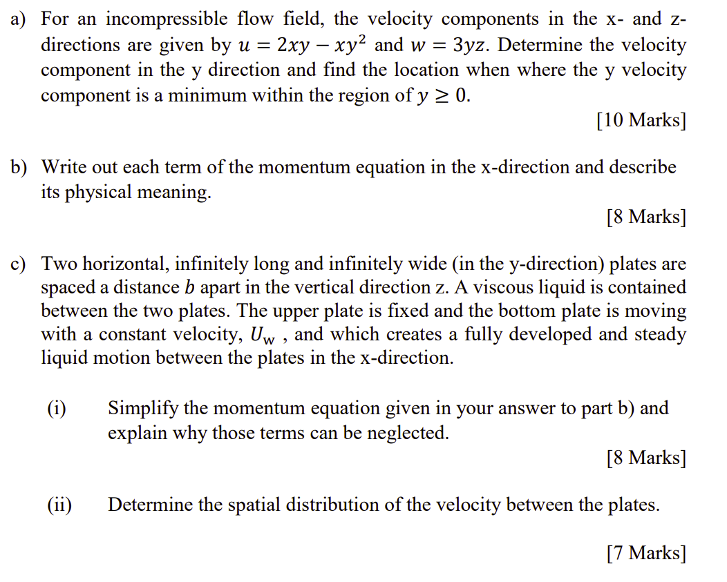 Solved a) ﻿For an incompressible flow field, the velocity | Chegg.com