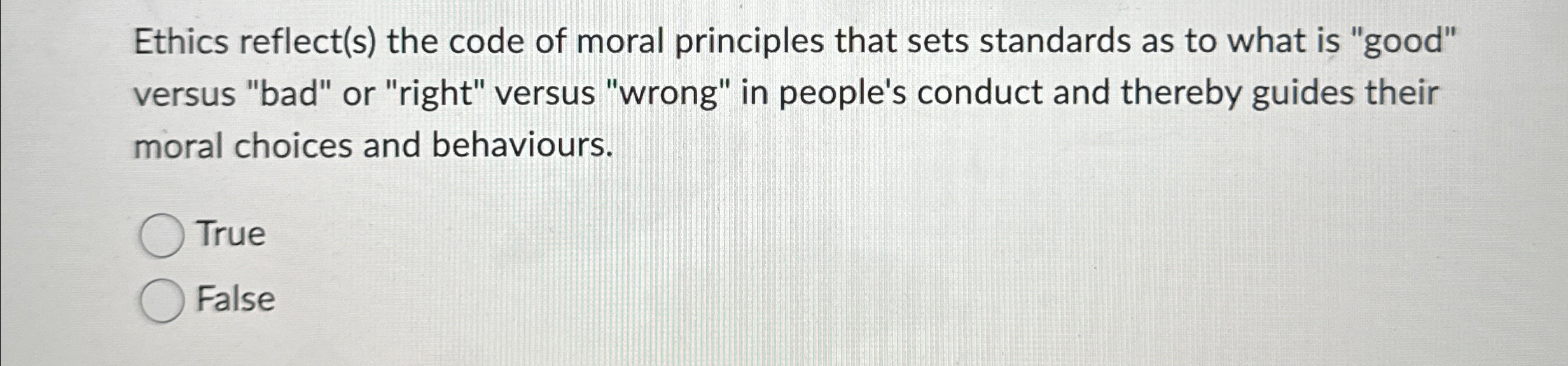 Solved Ethics reflect(s) ﻿the code of moral principles that | Chegg.com