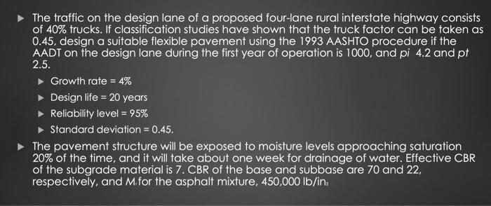 - The traffic on the design lane of a proposed | Chegg.com