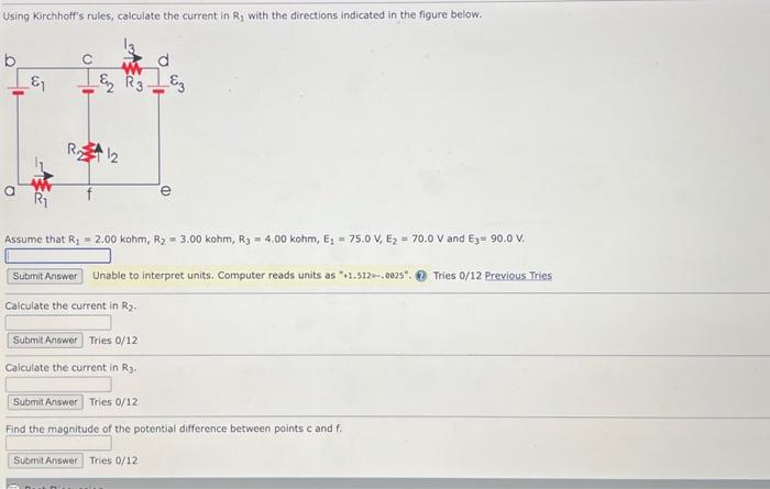 Solved Using Kirchhoff's rules, calculate the current in R1 | Chegg.com