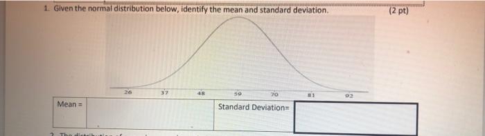 Solved 1 Given The Normal Distribution Below Identify The