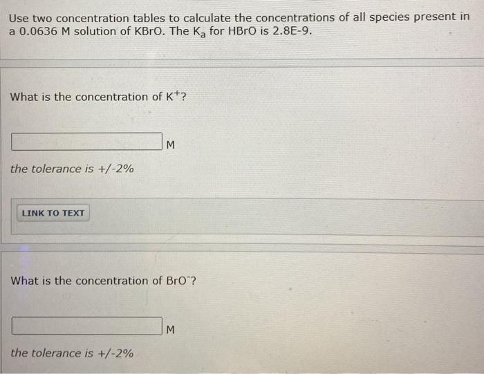 Solved Use two concentration tables to calculate the | Chegg.com