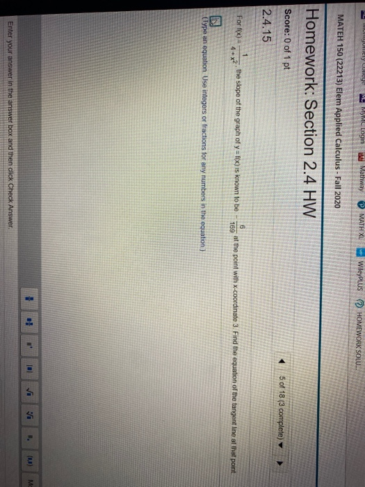Solved IVIUMlely culege My MyMC Login Mathway D MATH XI | Chegg.com
