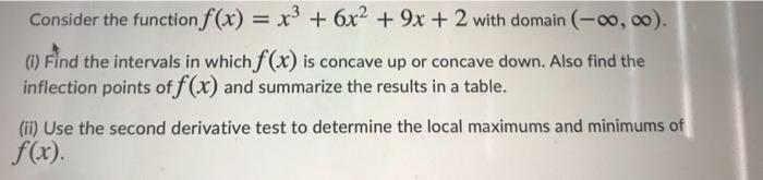 Solved Consider the function f(x) = x3 + 6x2 + 9x + 2 with | Chegg.com