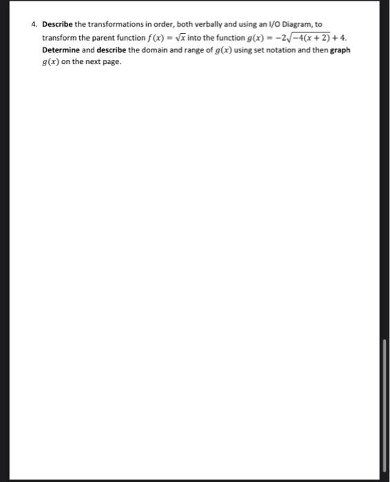 Solved 4. Describe the transformations in order, both | Chegg.com