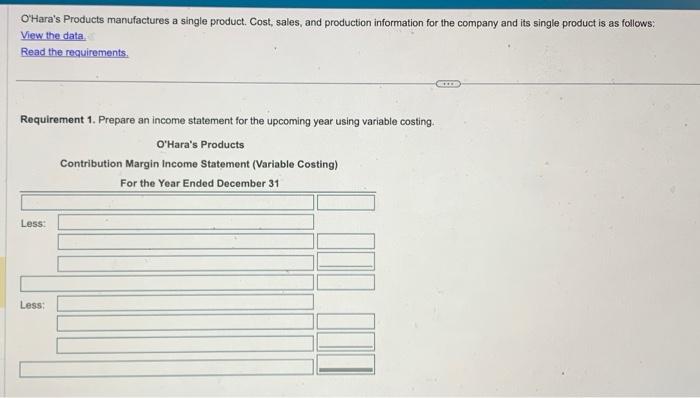 Solved Data - Selling price per unit is $61 - Variable | Chegg.com