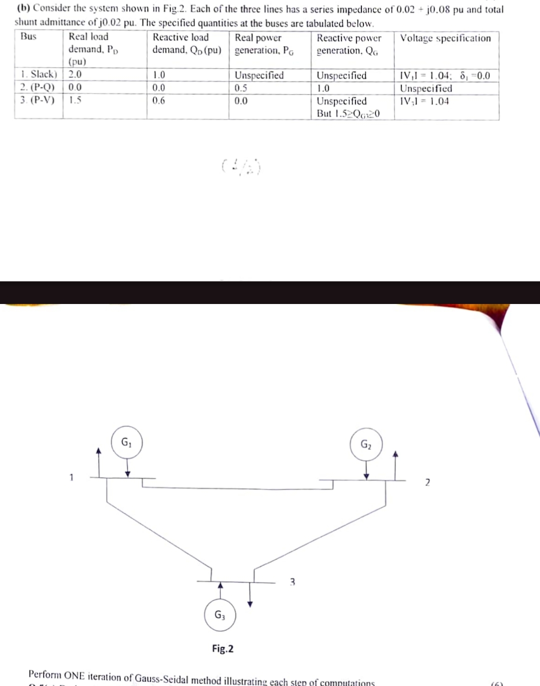 Solved perform one iteration using gauss seidal method | Chegg.com