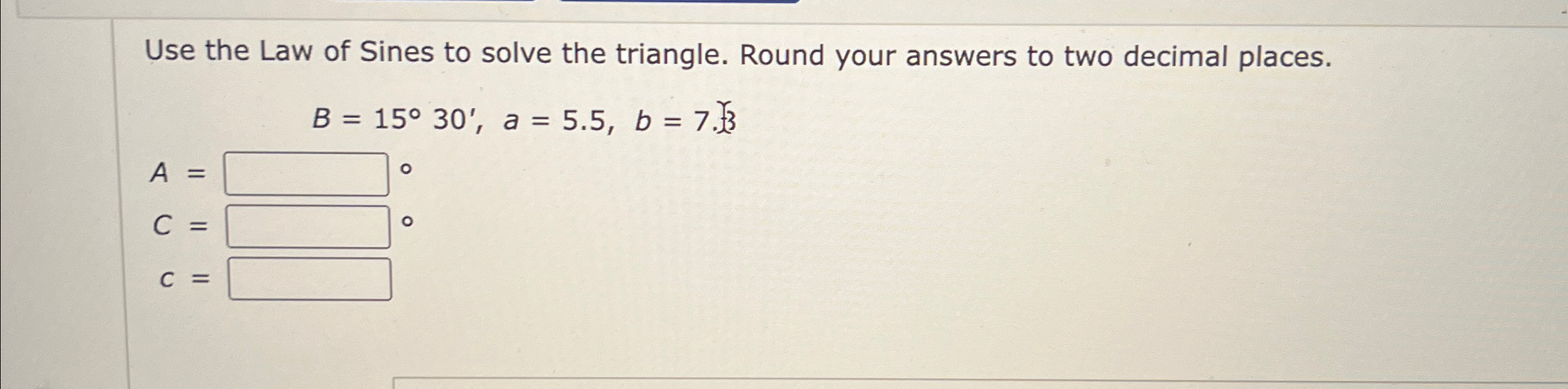 Use the Law of Sines to solve the triangle. Round | Chegg.com