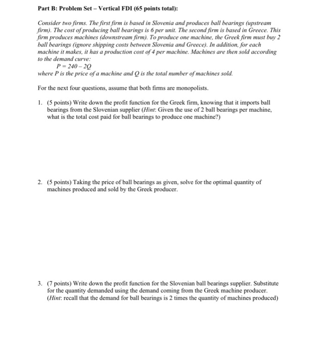Solved Part B: Problem Set - Vertical FDI (65 points total): | Chegg.com