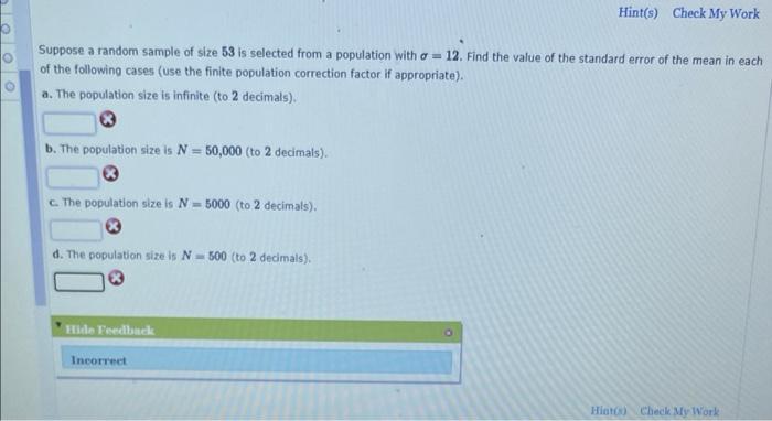 Solved Suppose a random sample of size 53 is selected from a | Chegg.com