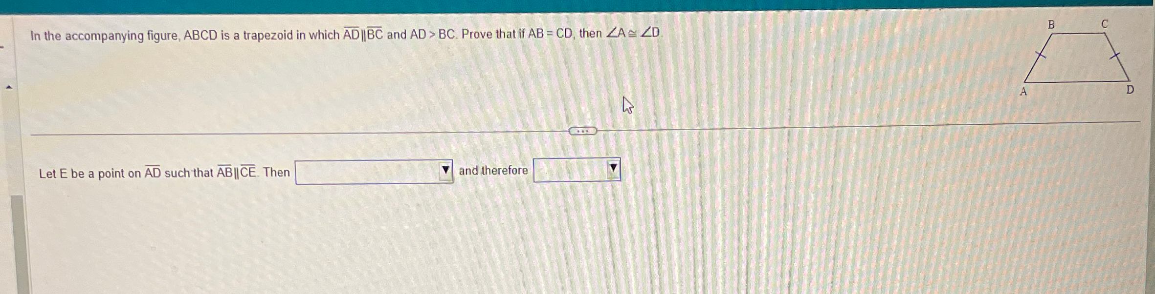 Solved In the accompanying figure, ABCD is a trapezoid in | Chegg.com