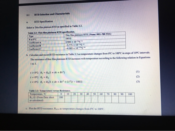 Solved 3.1 RTD Selection and Characteristie RTD | Chegg.com