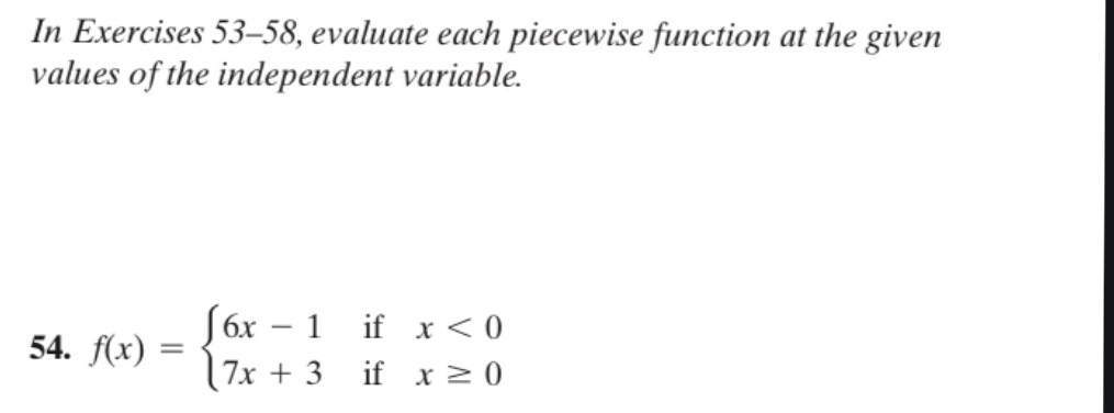 Solved In Exercises 53-58, ﻿evaluate each piecewise function | Chegg.com