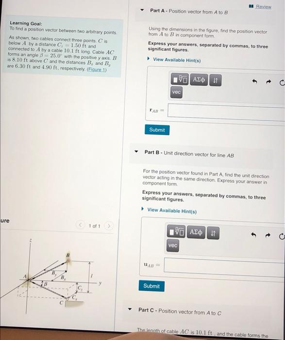 Solved Review Part A - Position vector from A to B Learning | Chegg.com