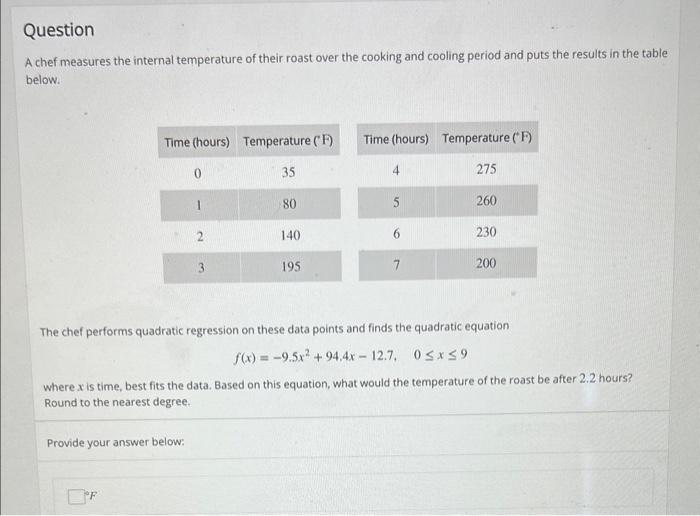 Solved A chef measures the internal temperature of their | Chegg.com