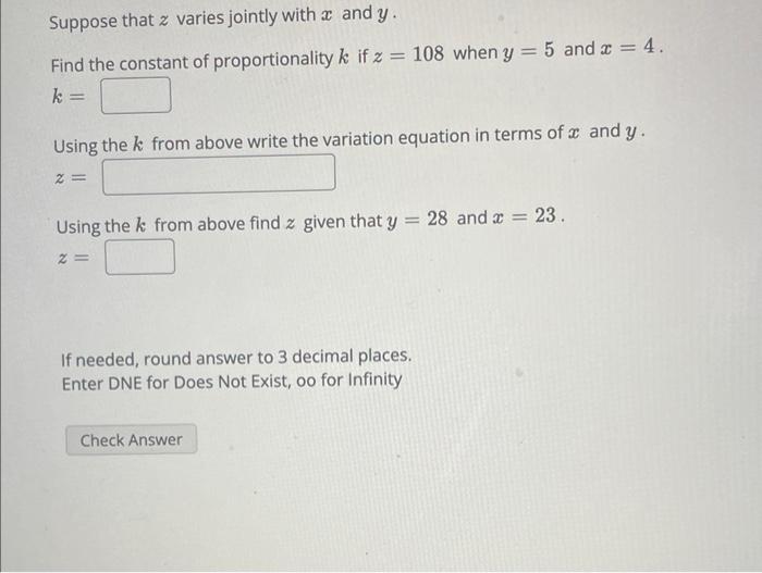 Solved Suppose that z varies jointly with x and y. Find the | Chegg.com