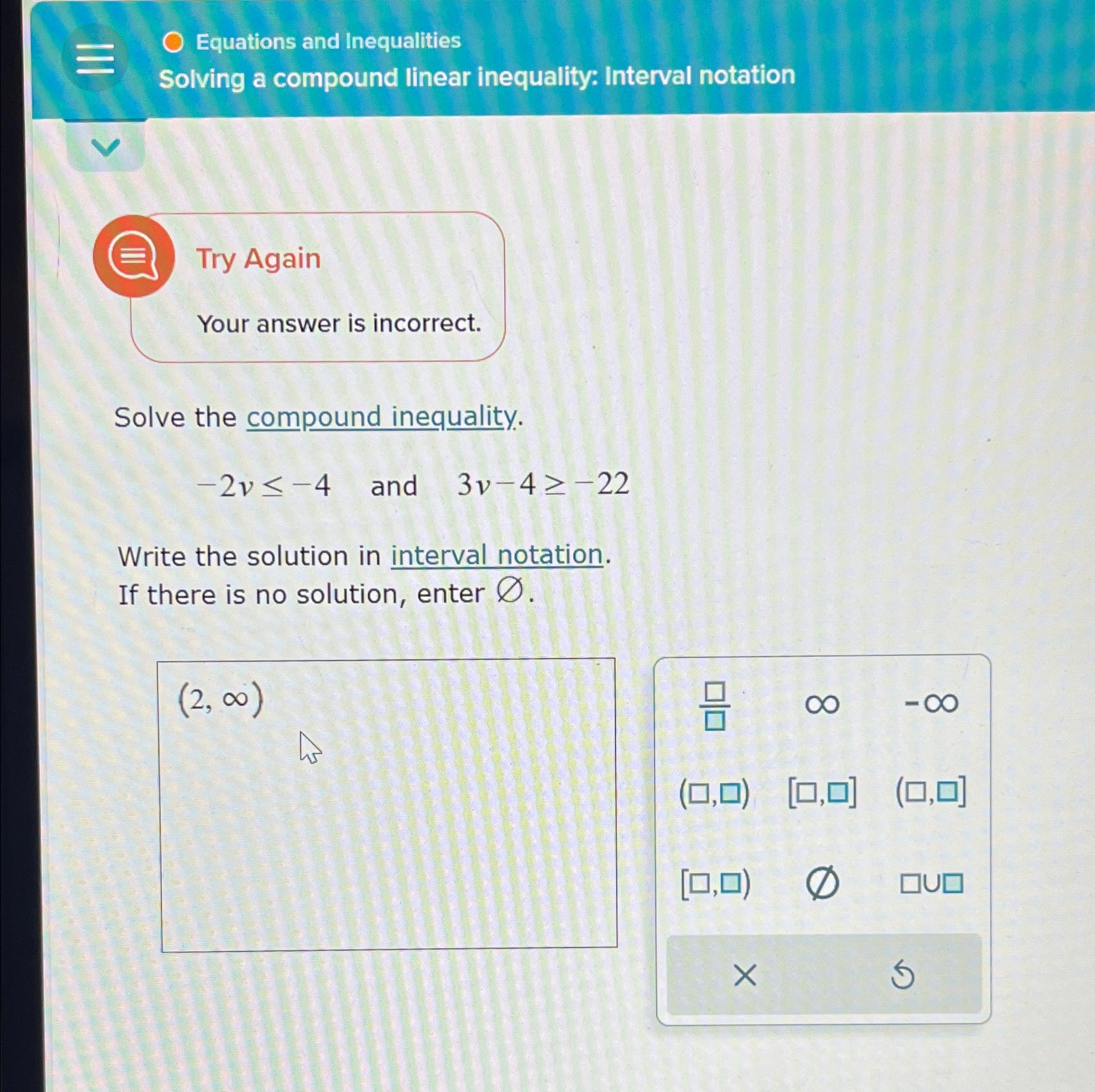 Solved Equations and InequalitiesSolving a compound linear | Chegg.com