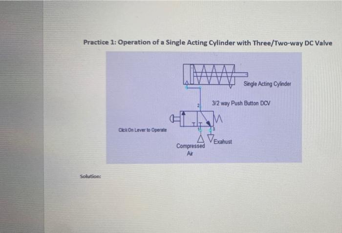 Solved Practice 1: Operation of a Single Acting Cylinder | Chegg.com
